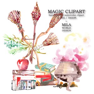 Watercolor Magic School Clip Art NO.2 Back to School Wizard Potion DIY ...