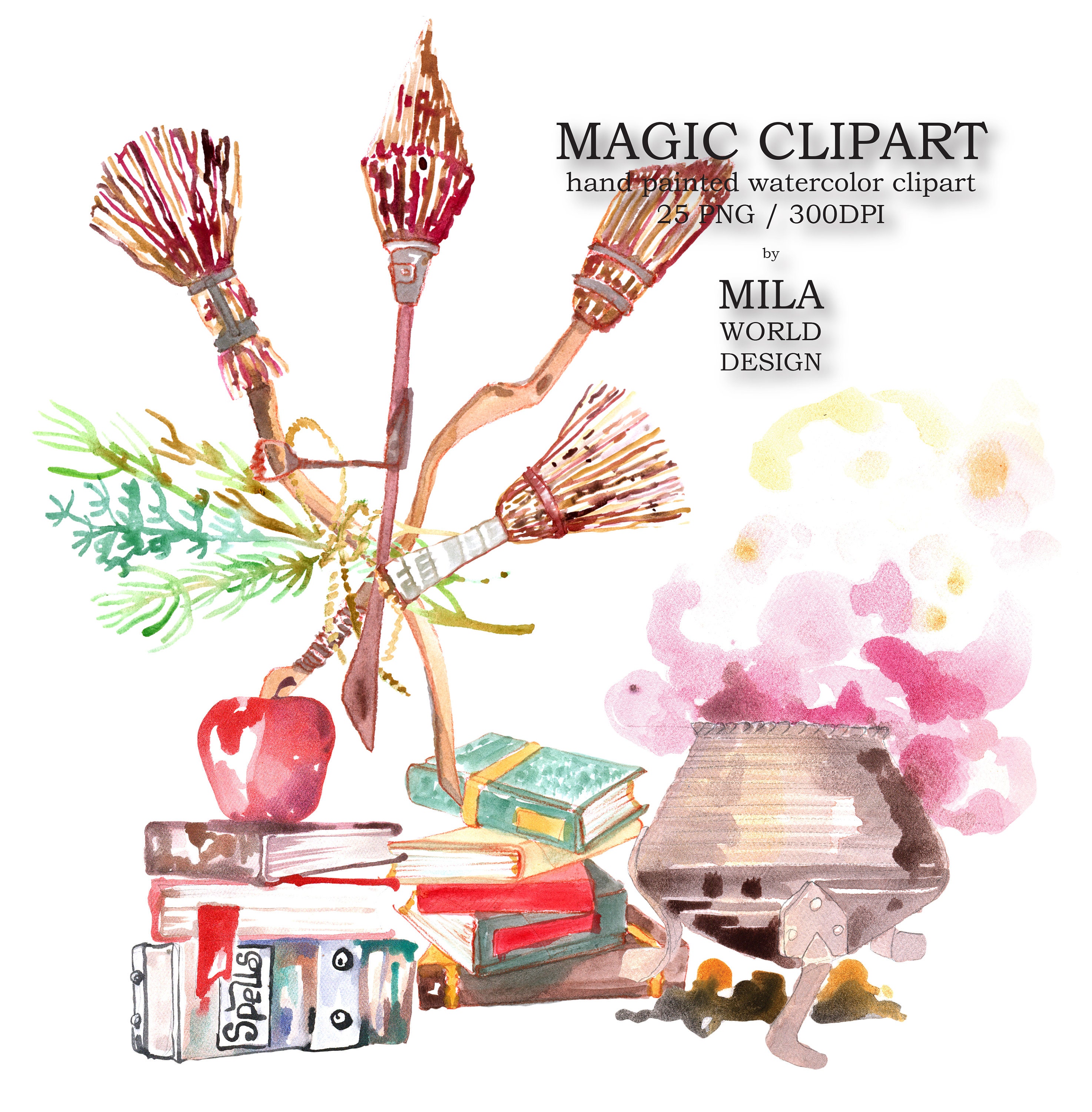 Watercolor Magic School Clip Art NO.2 Back to School Wizard Potion DIY ...