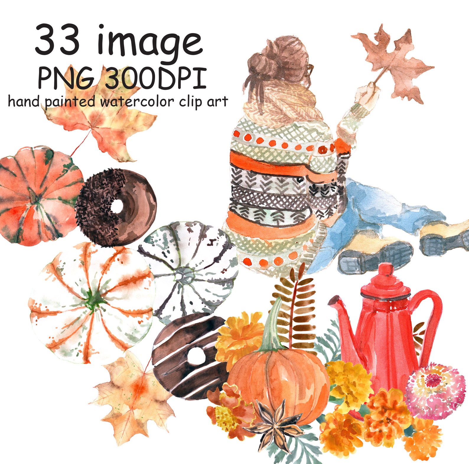 Watercolor Clip Art Starbucks pumpkin Spice Latte Coffee Shop Clipart ...