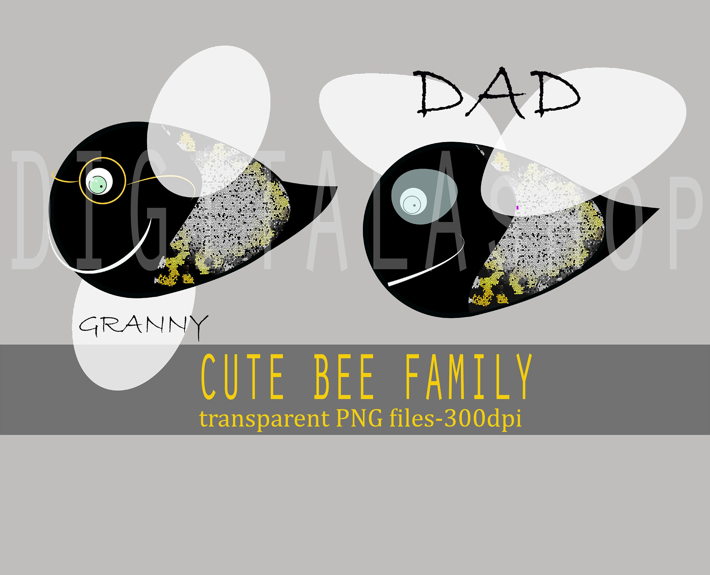 Bumble Bee Cute Bee Family Clipart Instant Download PNG File 300 Dpi ...