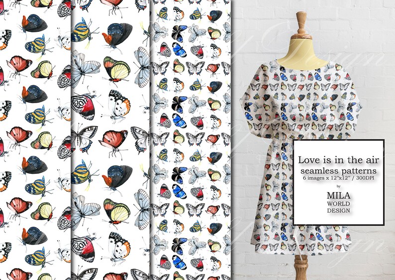 Love is in the Air Watercolor Digital Paper, Valentine Day Samless ...