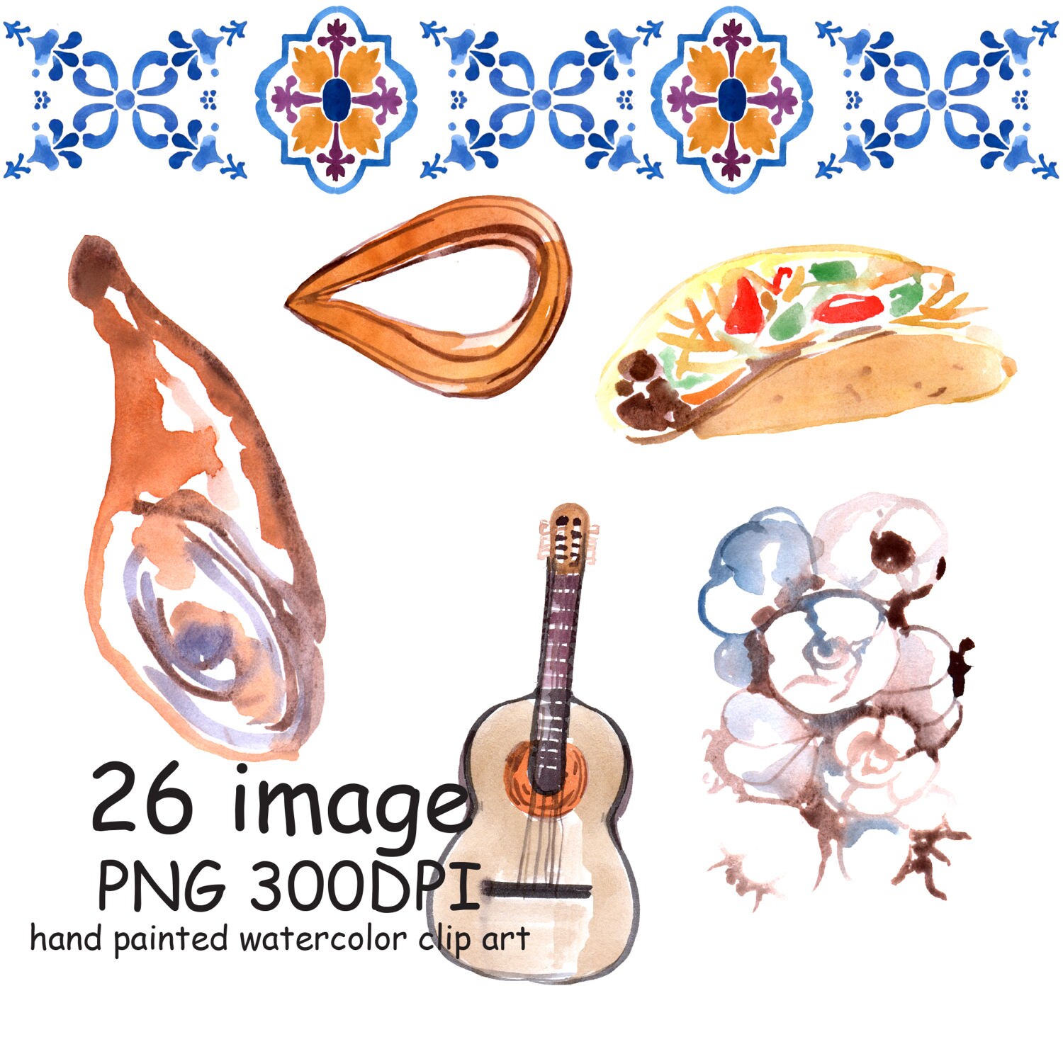 Watercolor Clip Art Spain Clipart Flamenco Matador Travel - Etsy