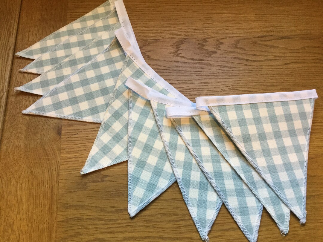 Laura Ashley Gingham Duck Egg Blue/white Check Bunting 10 - Etsy