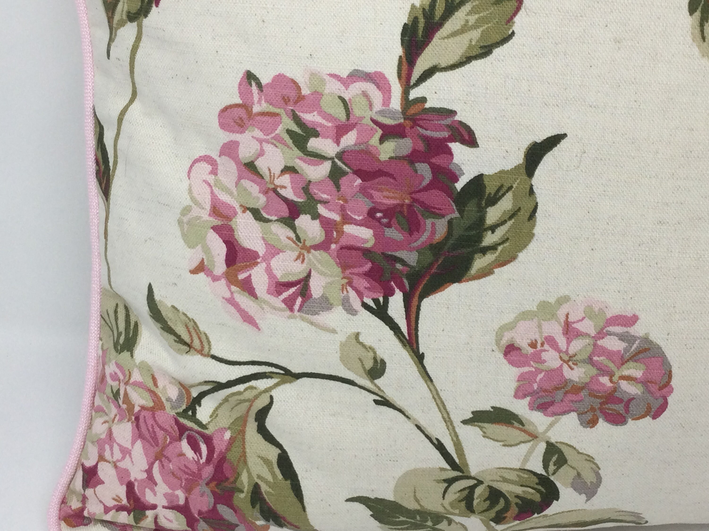16" Laura Ashley Hydrangea Pink/natural Handmade Cushion Cover Piped ...