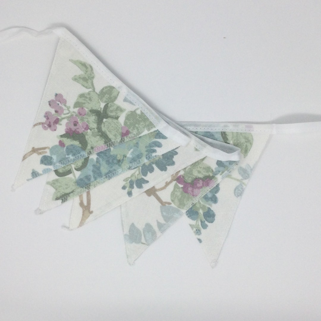 Handmade Laura Ashley Wisteria Duck Egg Bunting Double Sided 5 Flags - Etsy