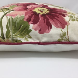 16" Laura Ashley Peony Garden Cranberry Flower Fabric Cushion Cover ...