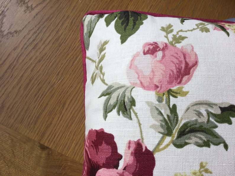 16" Laura Ashley Peony Garden Cranberry Flower Fabric Cushion Cover ...