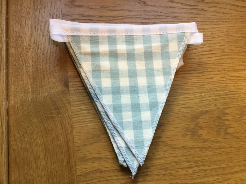 Laura Ashley Gingham Duck Egg Blue/white Check Bunting 10 Double Sided ...