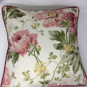 16" Laura Ashley Peony Garden Cranberry Pink Flower Fabric Cushion ...