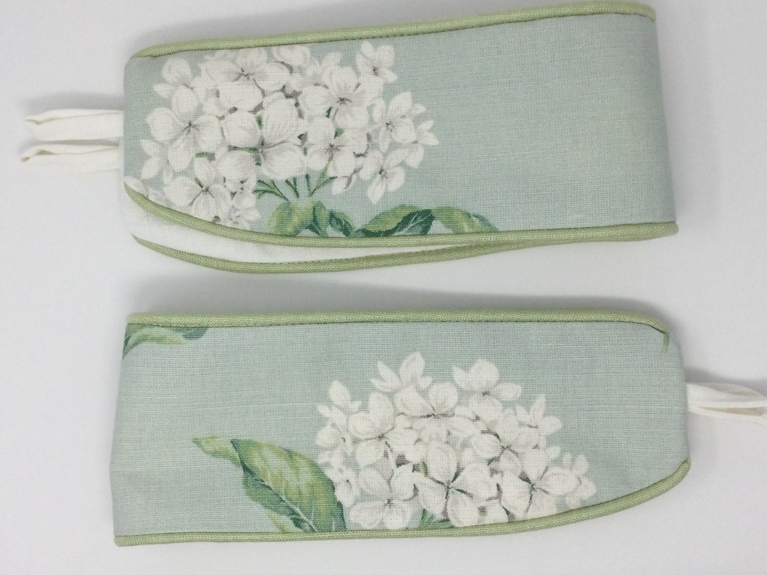 Laura Ashley Heligan Eau De Nil Hydrangea Handmade Pair of Curtain Tie ...