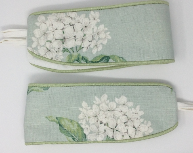 Laura Ashley Heligan Eau De Nil Hydrangea Handmade Pair of Curtain Tie ...
