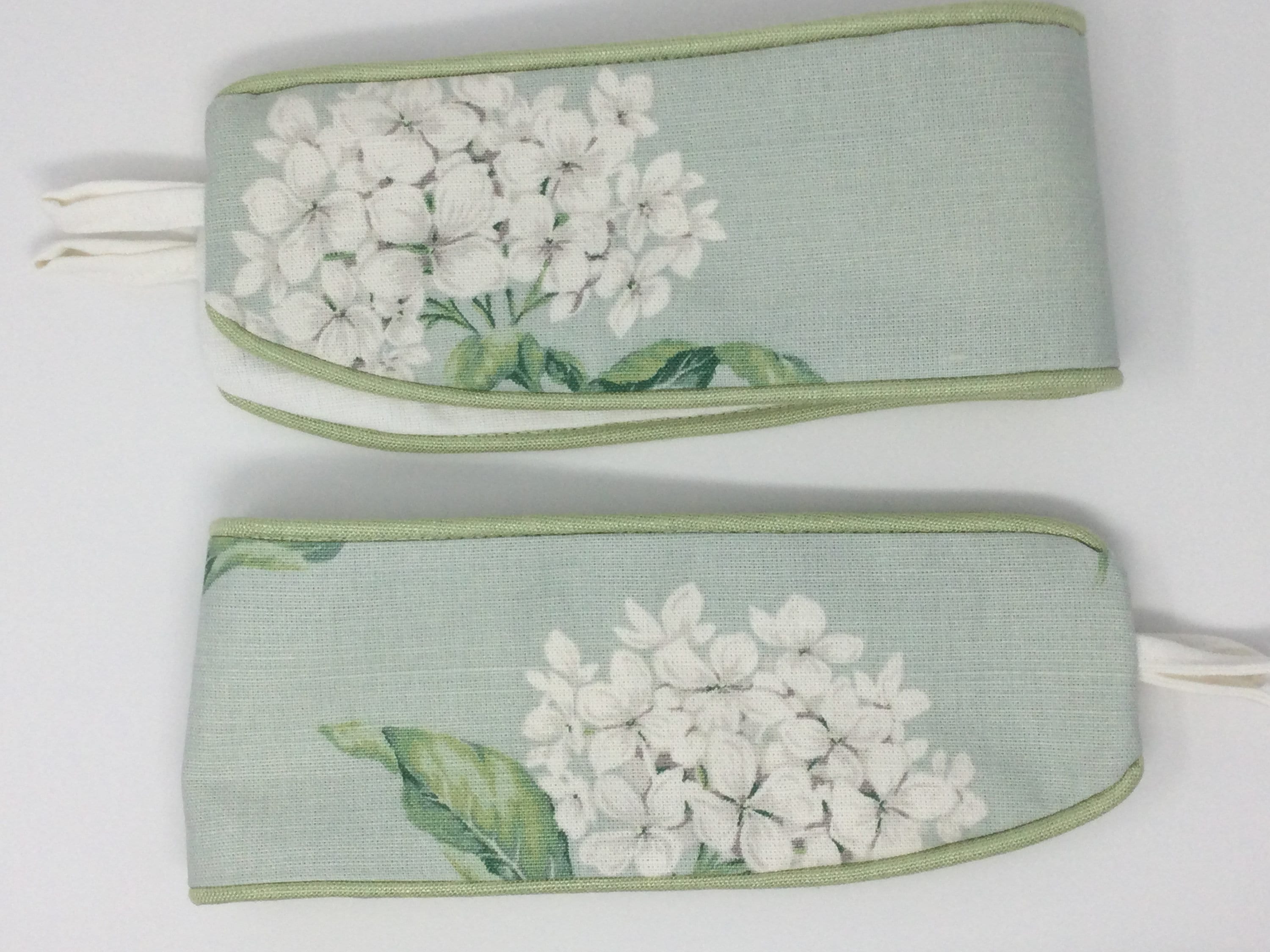 Laura Ashley Heligan Eau De Nil Hydrangea Handmade Pair of Curtain Tie ...