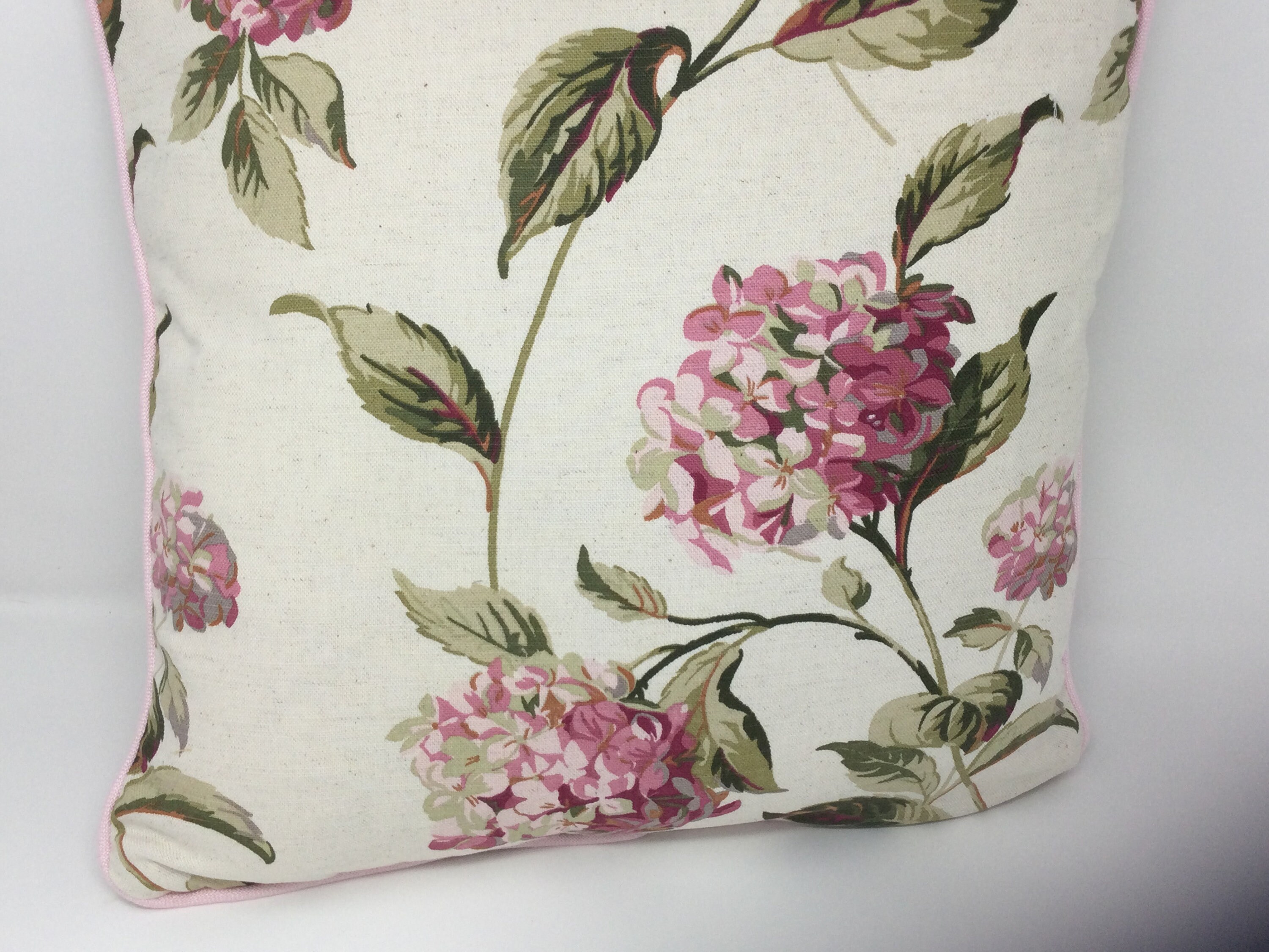 16 Laura Ashley Hydrangea Pink/natural Handmade Cushion Cover Piped ...