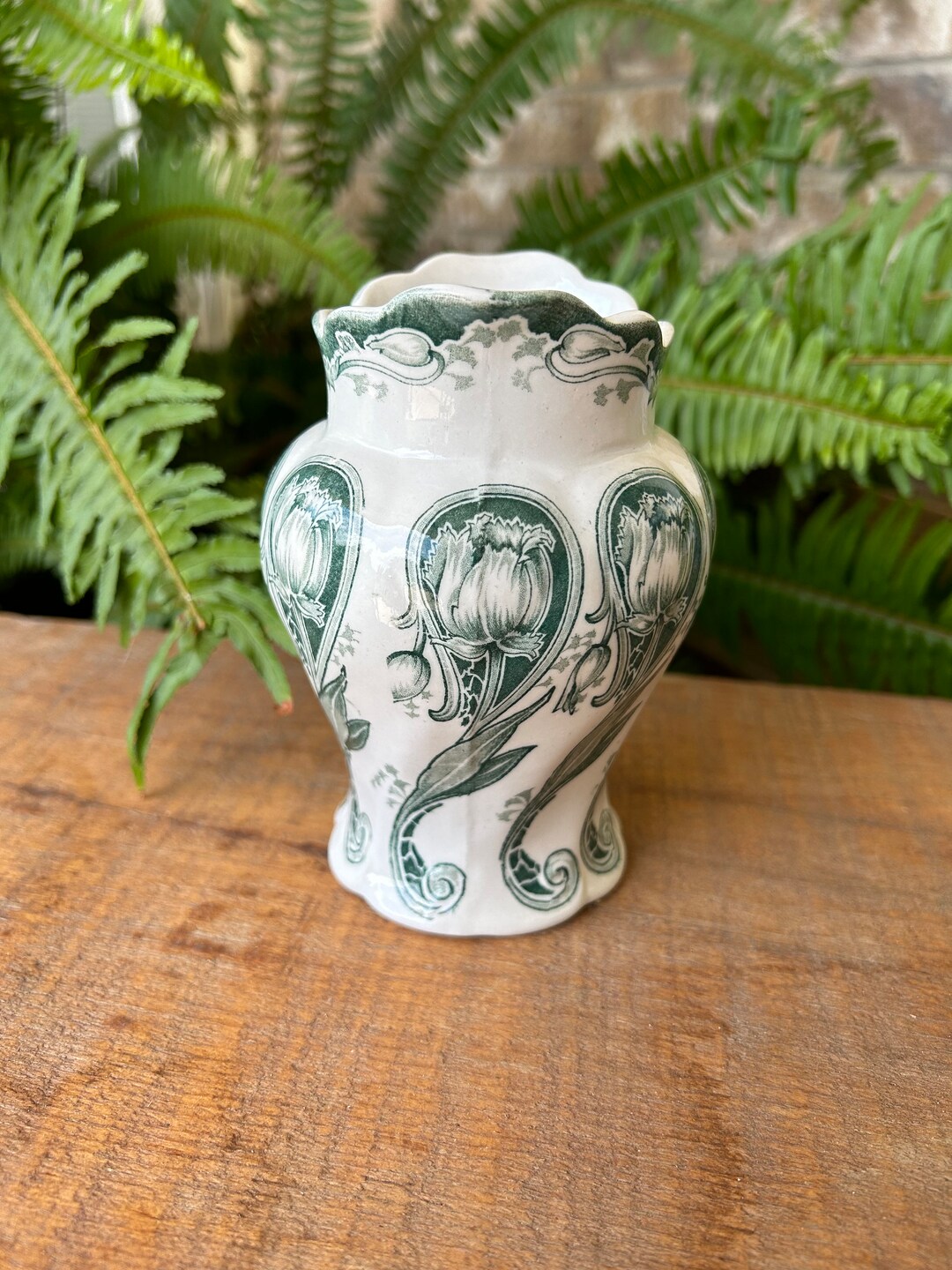 Vintage John Maddock & Sons Royal Vitreous "triumph" 405098 Green White ...