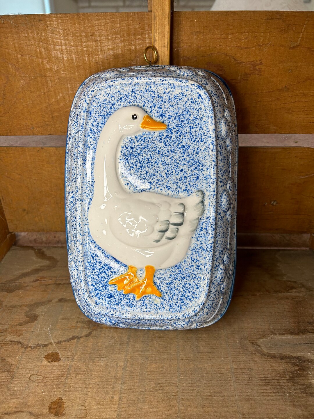 Vintage Glazed Ceramic Decoration Duck Goose Mold Wall Hanging-blue ...