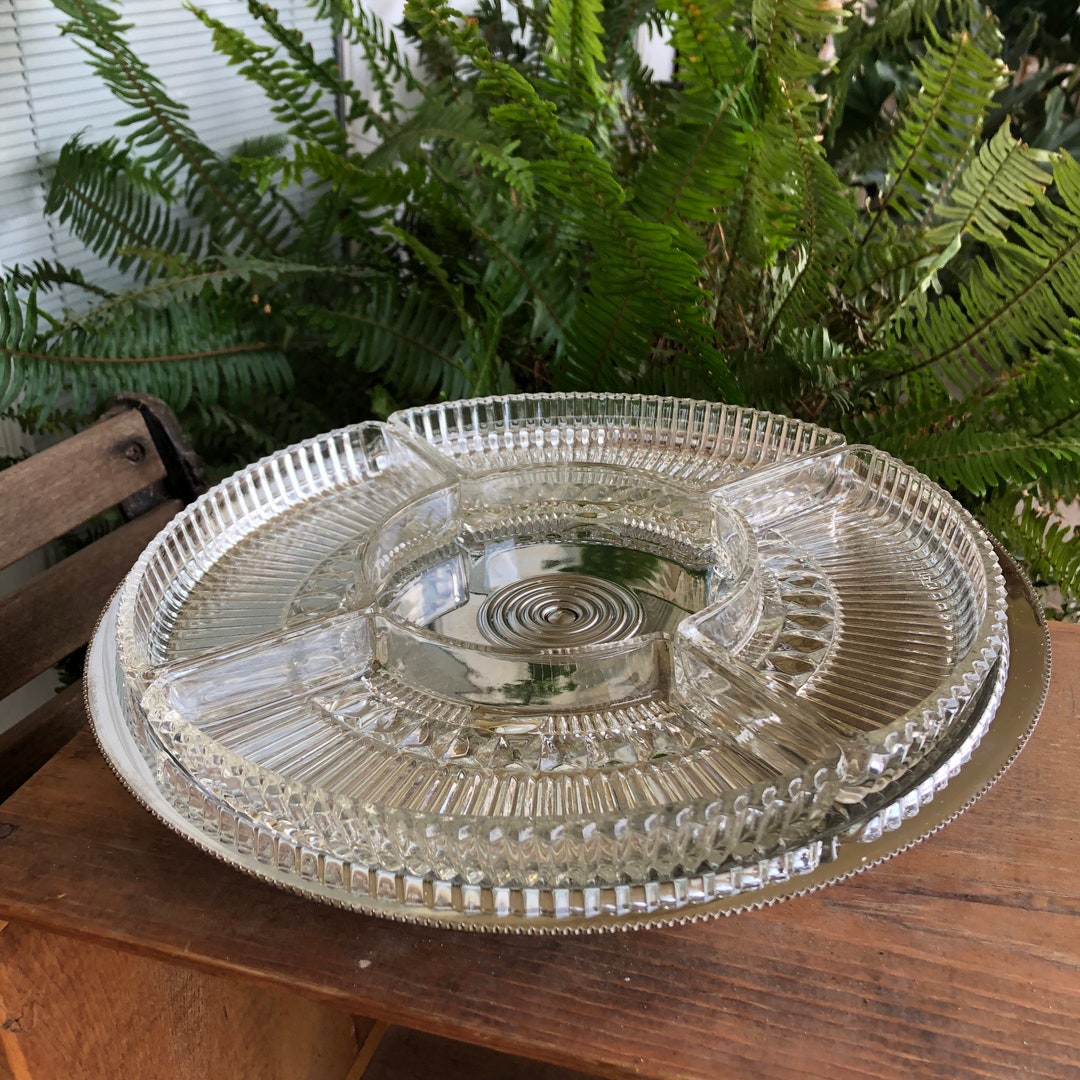 Vintage Retro Mid-century Revolving Metal and Glass Vegetable Snack ...
