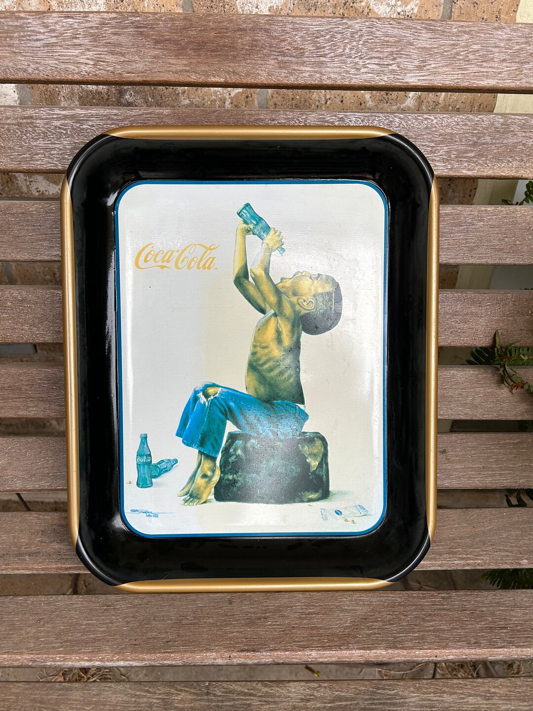 Vintage 1996 Coke "last Drip" Boy Drinking Metal Tray-decoration ...