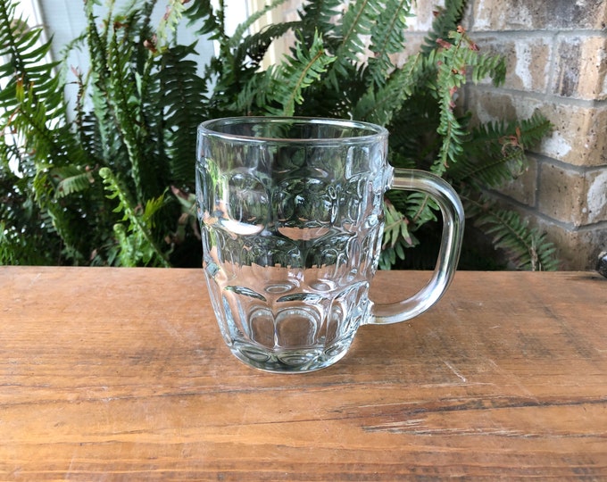 Vintage Clear Glass Luminarc Thumb Print Style Handled Draft Beer ...