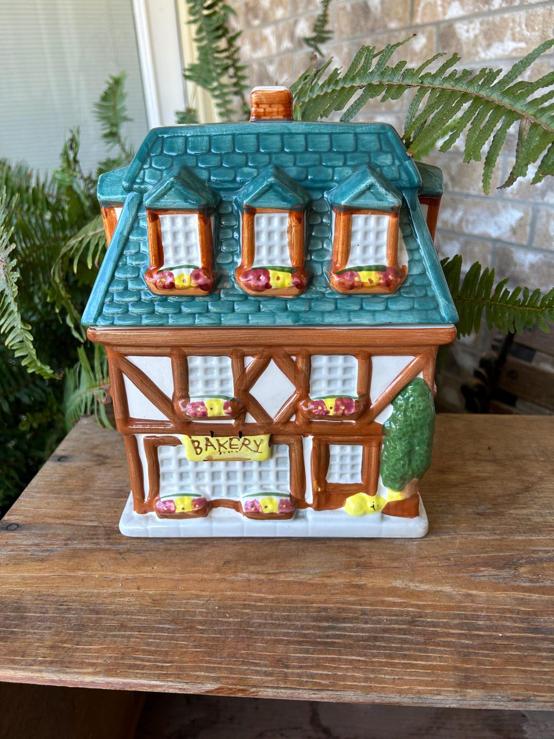 Vintage 1999 Sherwood Glazed Ceramic “bakery” House Cookie Jar ...