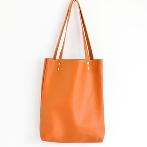 ORANGE TOTE Bag, Orange Leather Tote, Everyday Tote Bag Market Bag ...