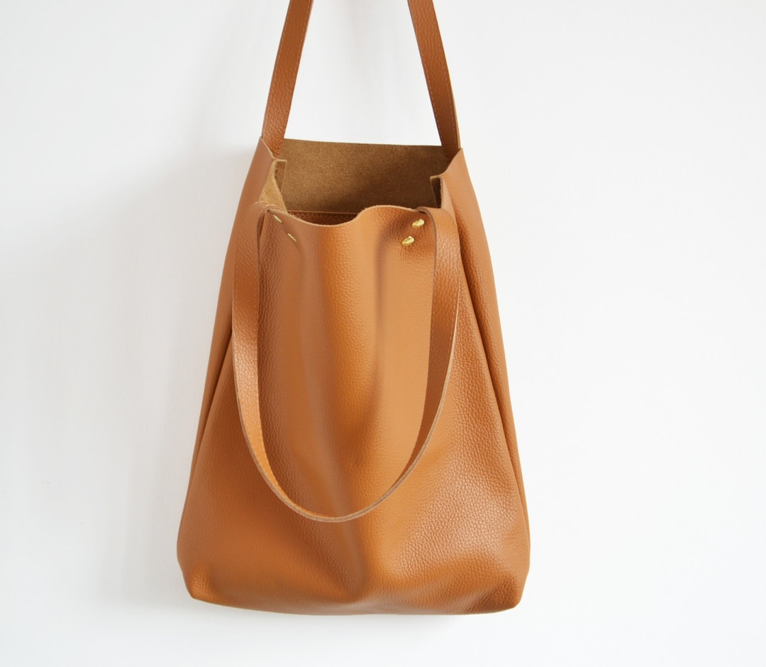 TOTE BAG, Leather Tote Bag, Everyday Tan Leather Tote Bag - Pebbled ...