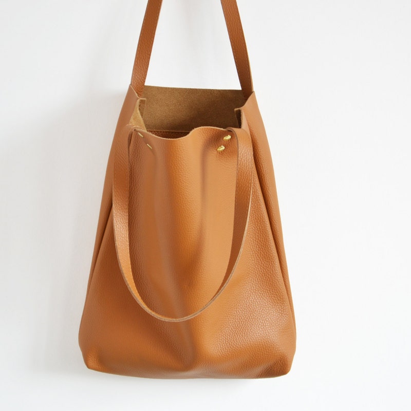 Brown Leather Tote - Etsy