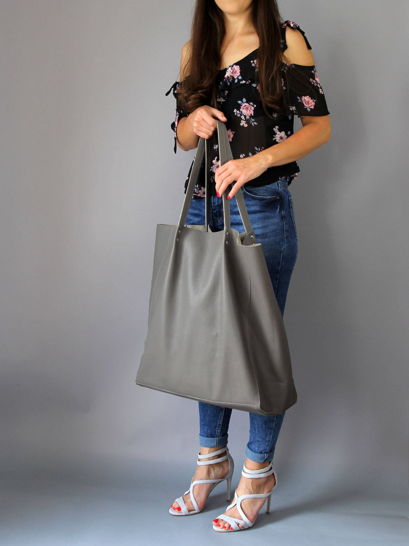Oversized Tote Large Leather Purse Lazy Bag Leather | Etsy