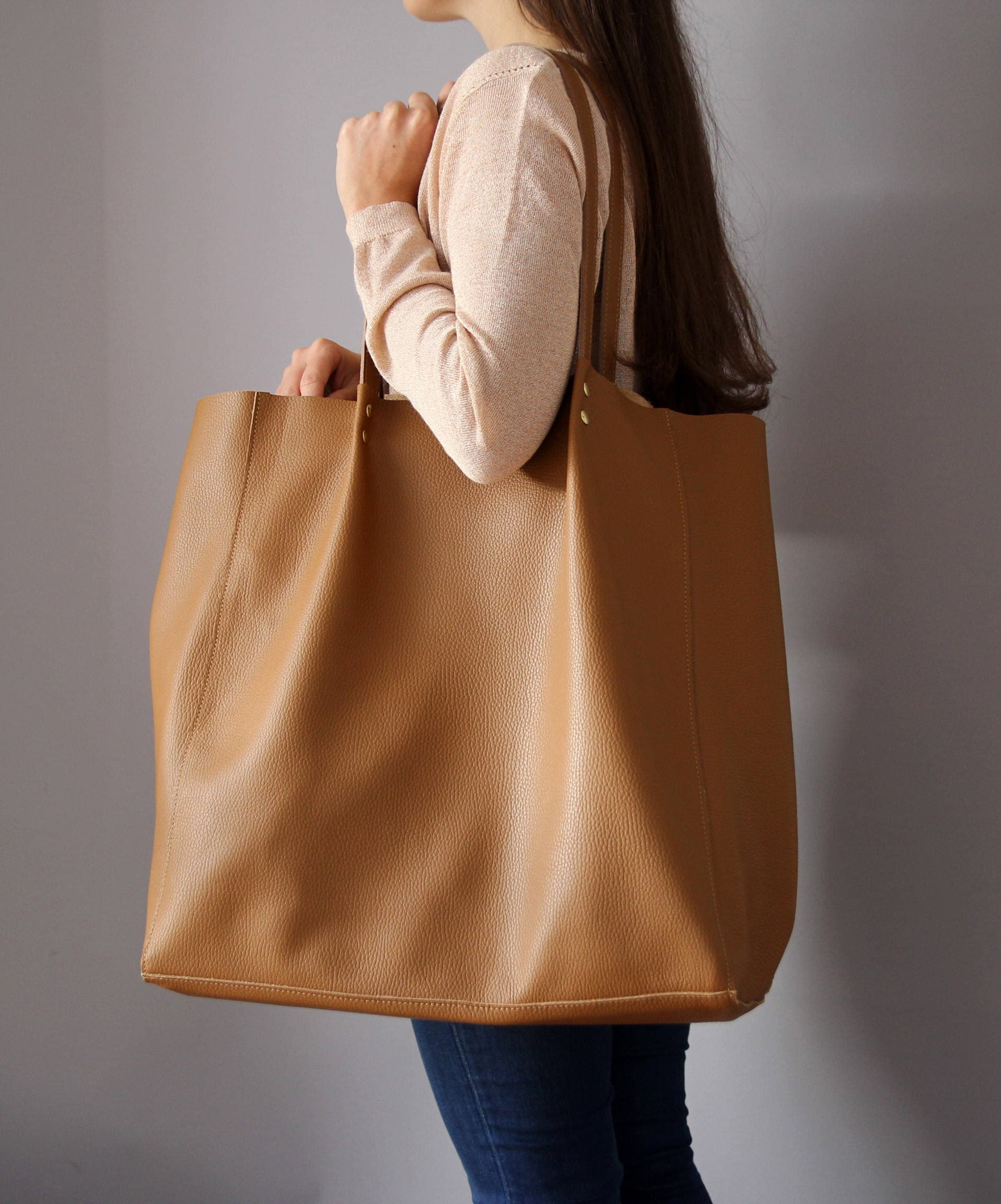 Oversized Tote Large Leather Purse Lazy Bag Leather - Etsy