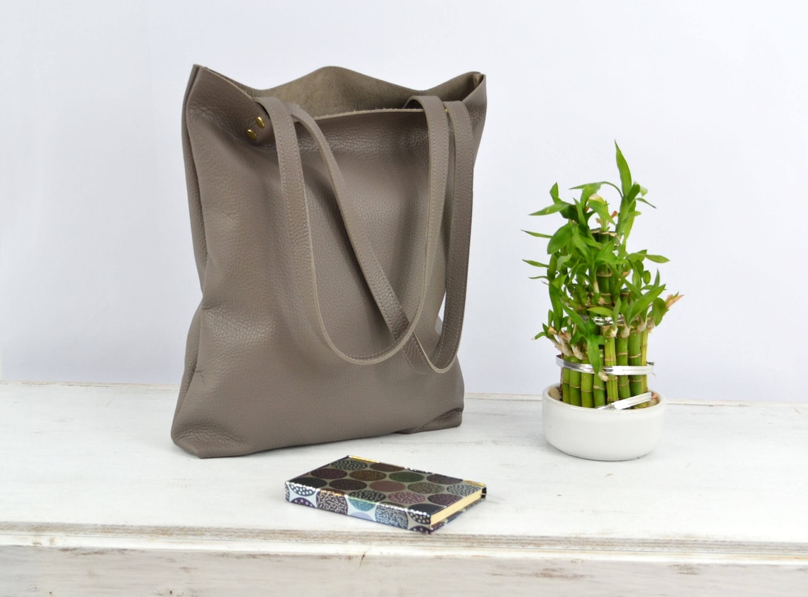 SIMPLE TOTE Bag Everyday Leather Tote Leather Laptop Bag - Etsy