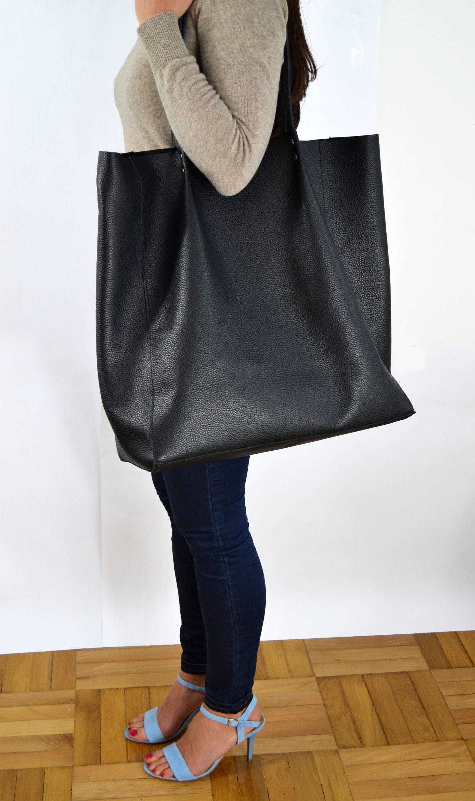 Oversized Tote Large Leather Purse Lazy Bag Leather - Etsy