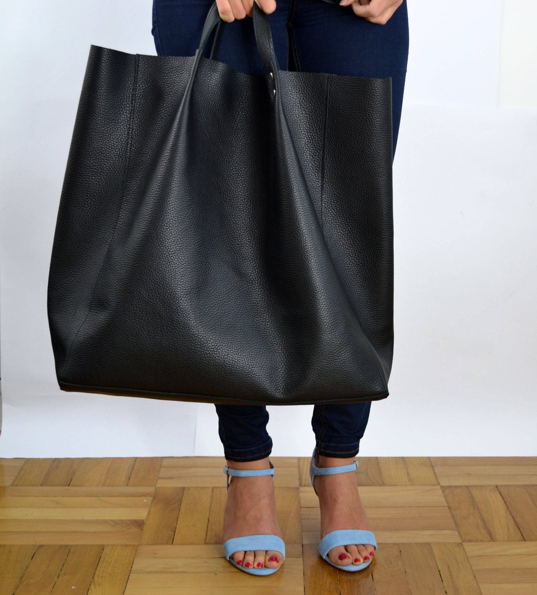 Very Large Tote Bag, Soft Leather Bag, Black Leather Bag, Oversized ...