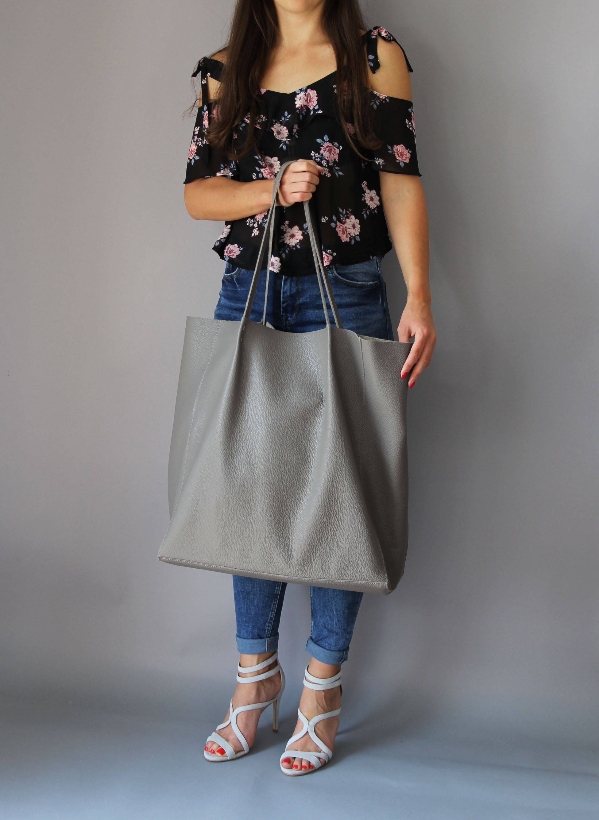 Oversized Tote Large Leather Purse Lazy Bag Leather - Etsy