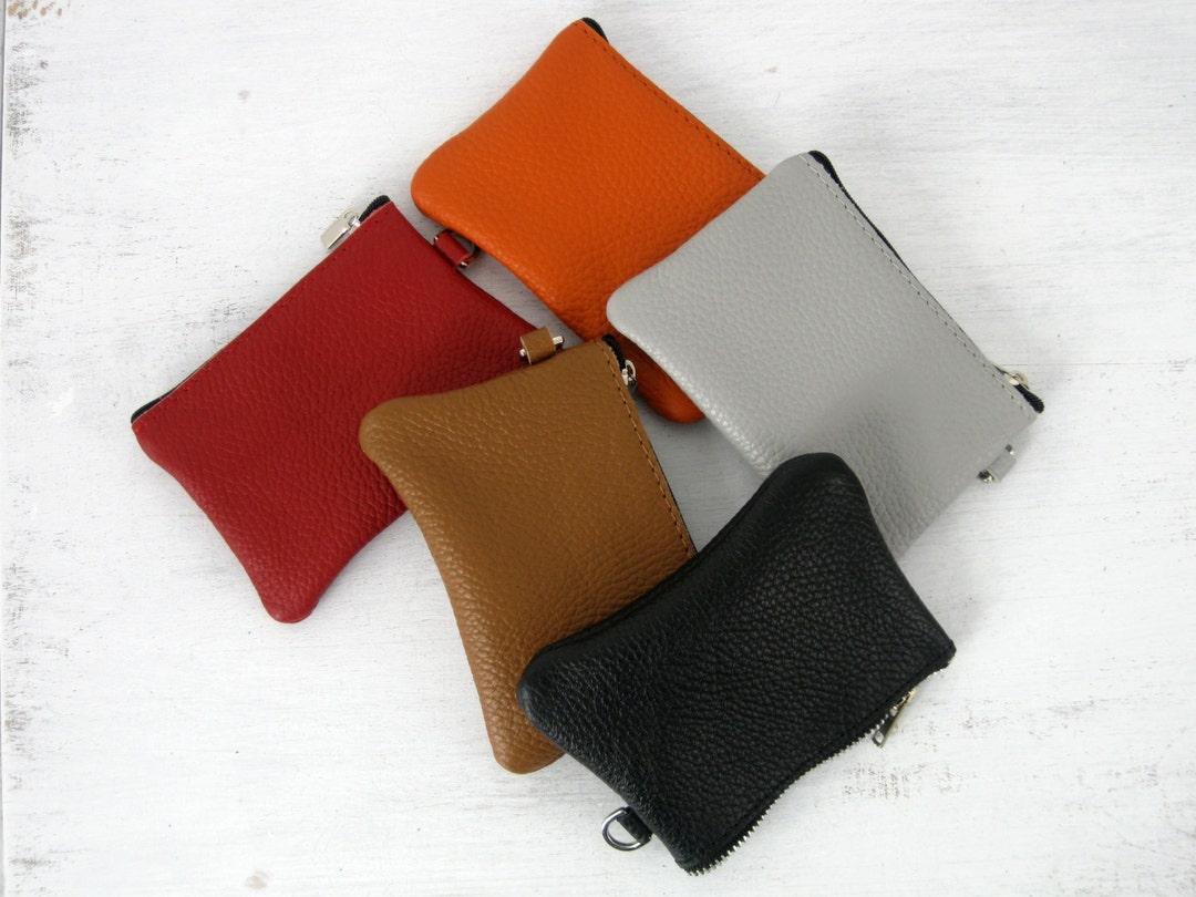 Handmade Italian Leather Coin Purse: Minimalist Card Holder Wallet - Etsy