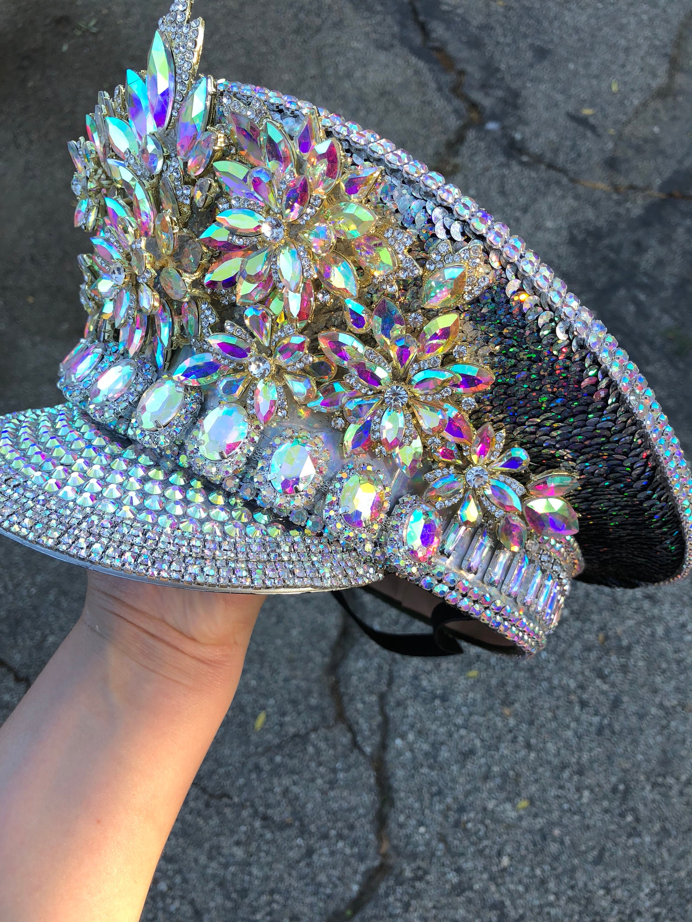 Burning Man Hat- Holographic, Iridescent, Silver, Halloween Costume ...
