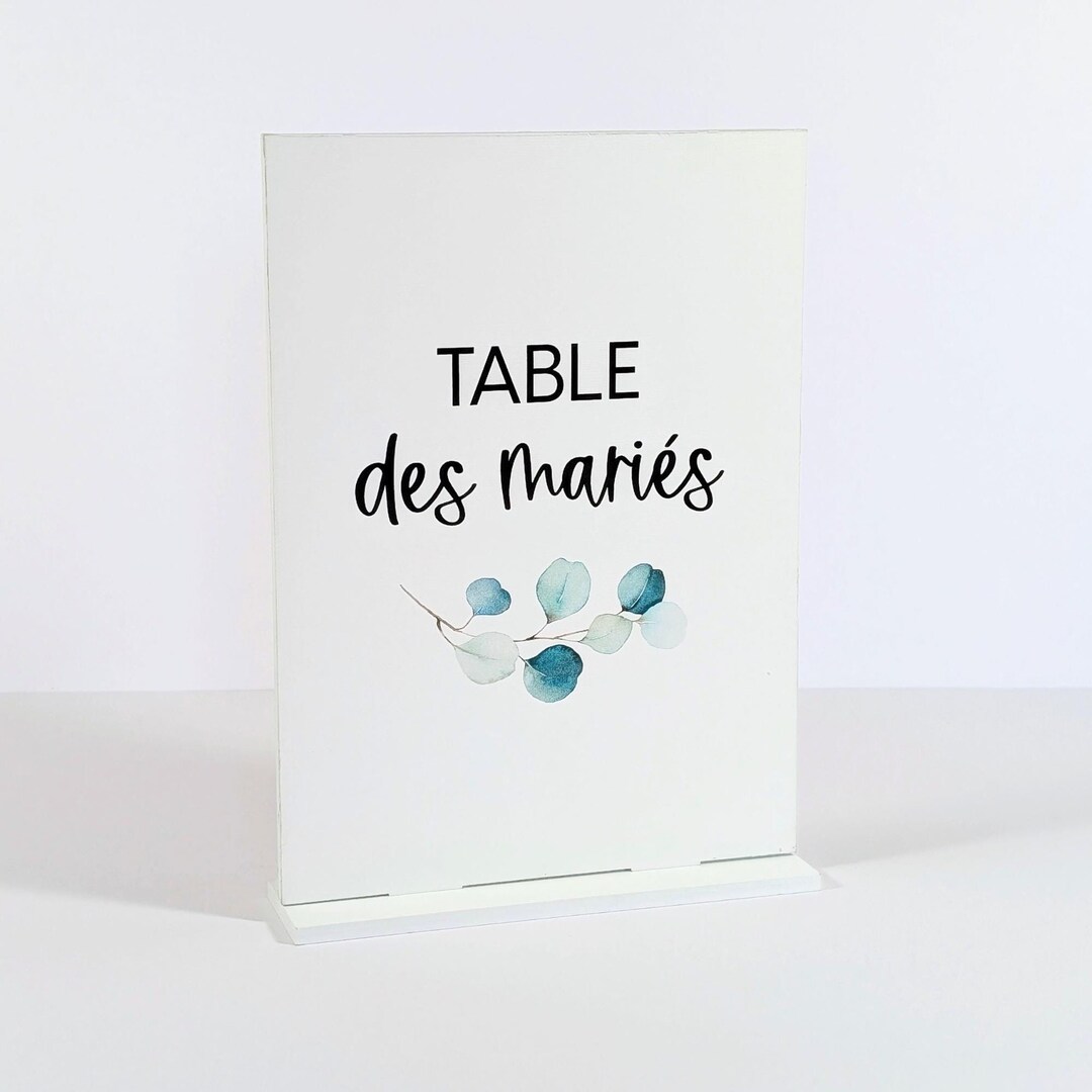 Personalized Table Name, White Wood + Base | A5 Table Sign Holder With ...