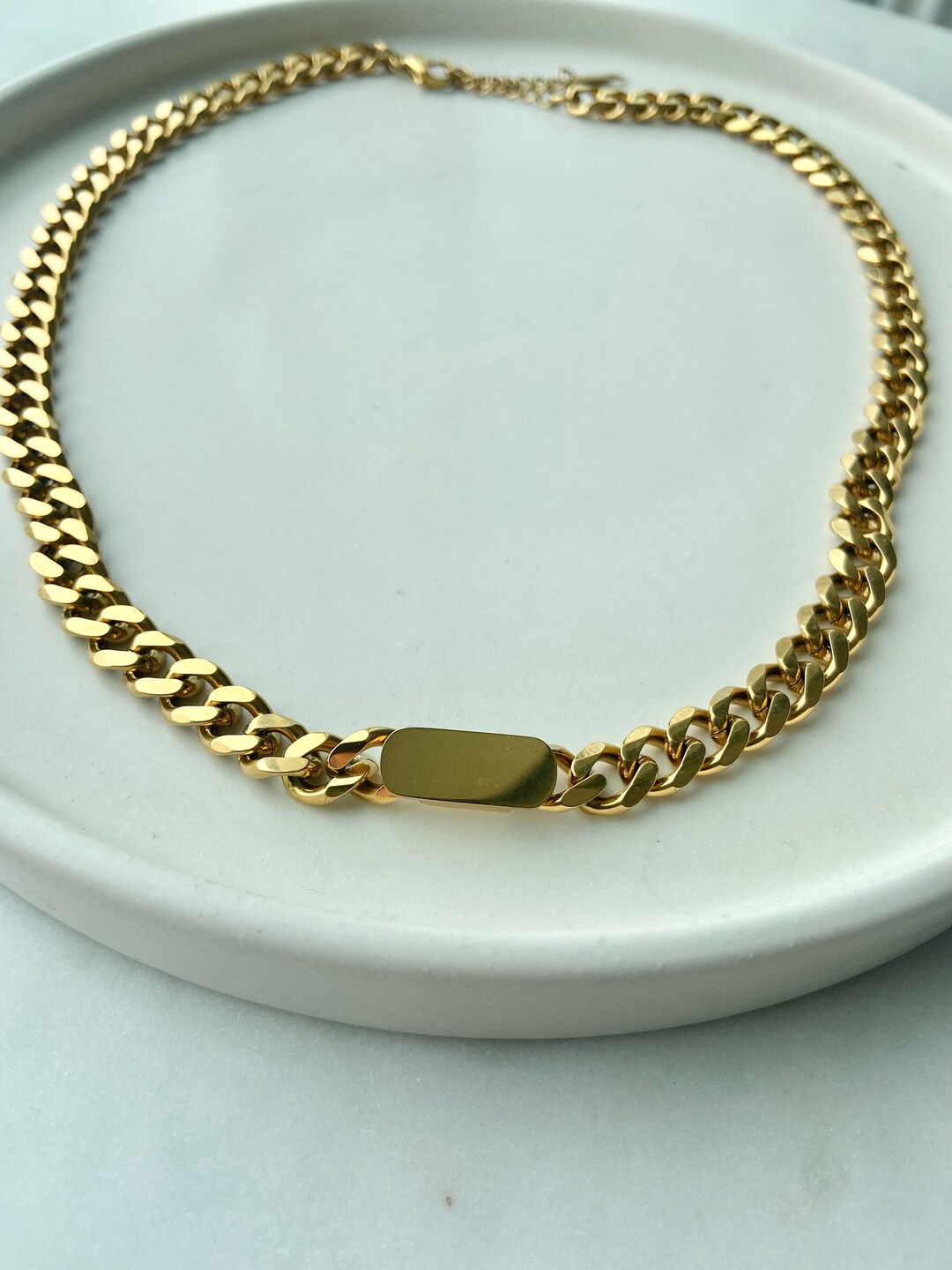 Harlow Curb Chain, 18k Gold Filled Rectangle Chain - Etsy