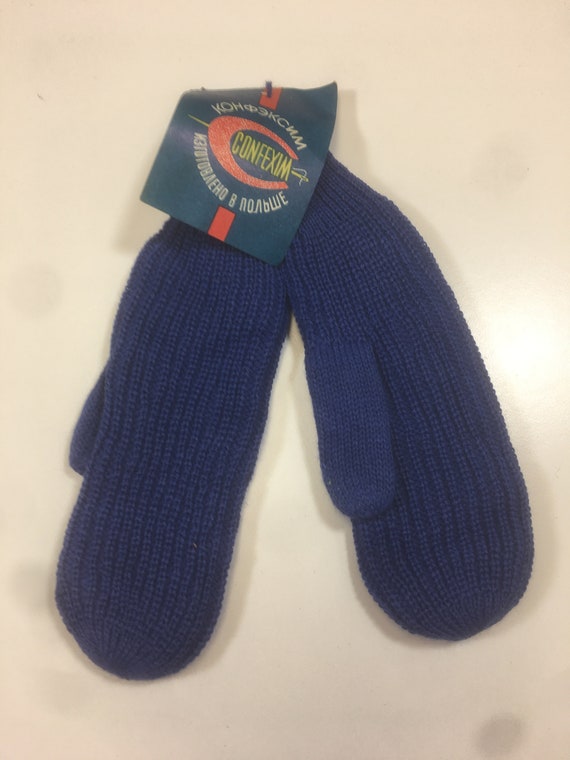 CCCP Soviet Union Children Mittens Blue Gloves Vintag… - Gem