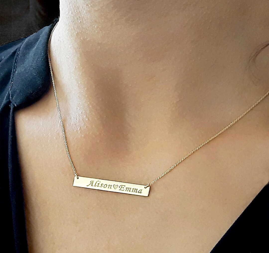 14k Gold Bar Necklace / Custom Gold Bar Necklace / Bar Necklace ...