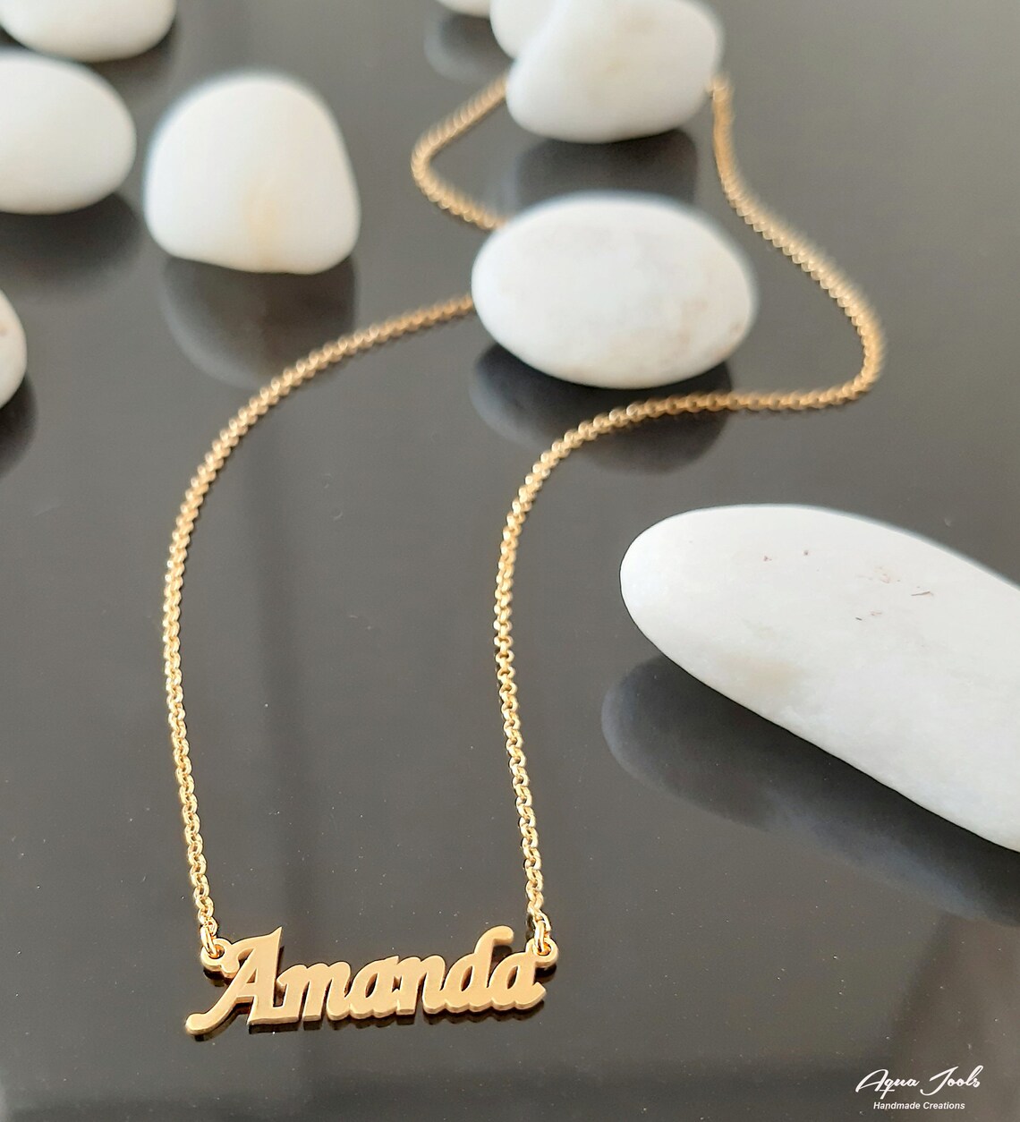 14k Solid Gold Name Necklace Yellow Gold Name Necklace Gold - Etsy