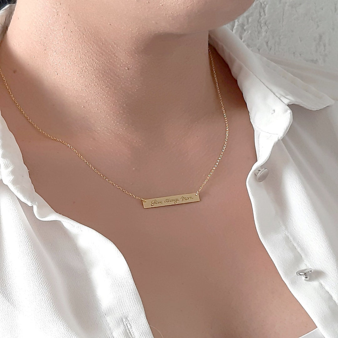 Bar Necklace / 14k Gold Bar Necklace / Gold Bar Necklace / Personalized ...