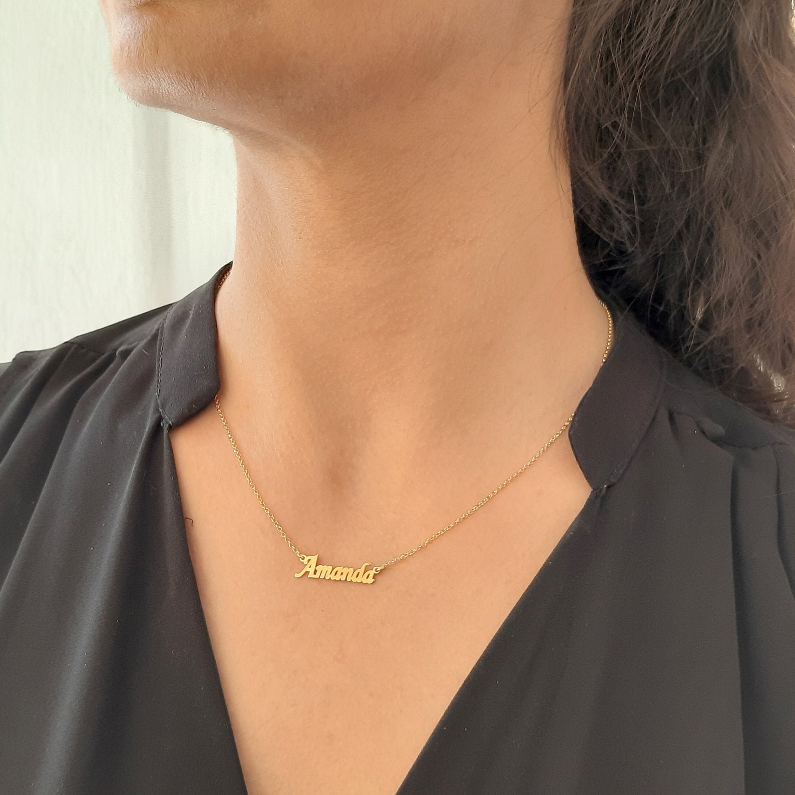14k Solid Gold Name Necklace Yellow Gold Name Necklace Gold | Etsy