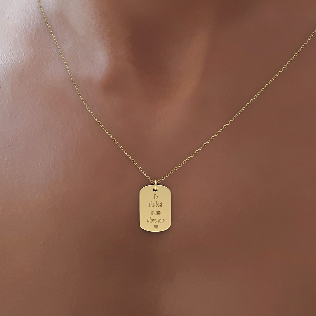 Solid Gold Dog Tag Actual Handwriting Necklace , 14k Custom Signature ...