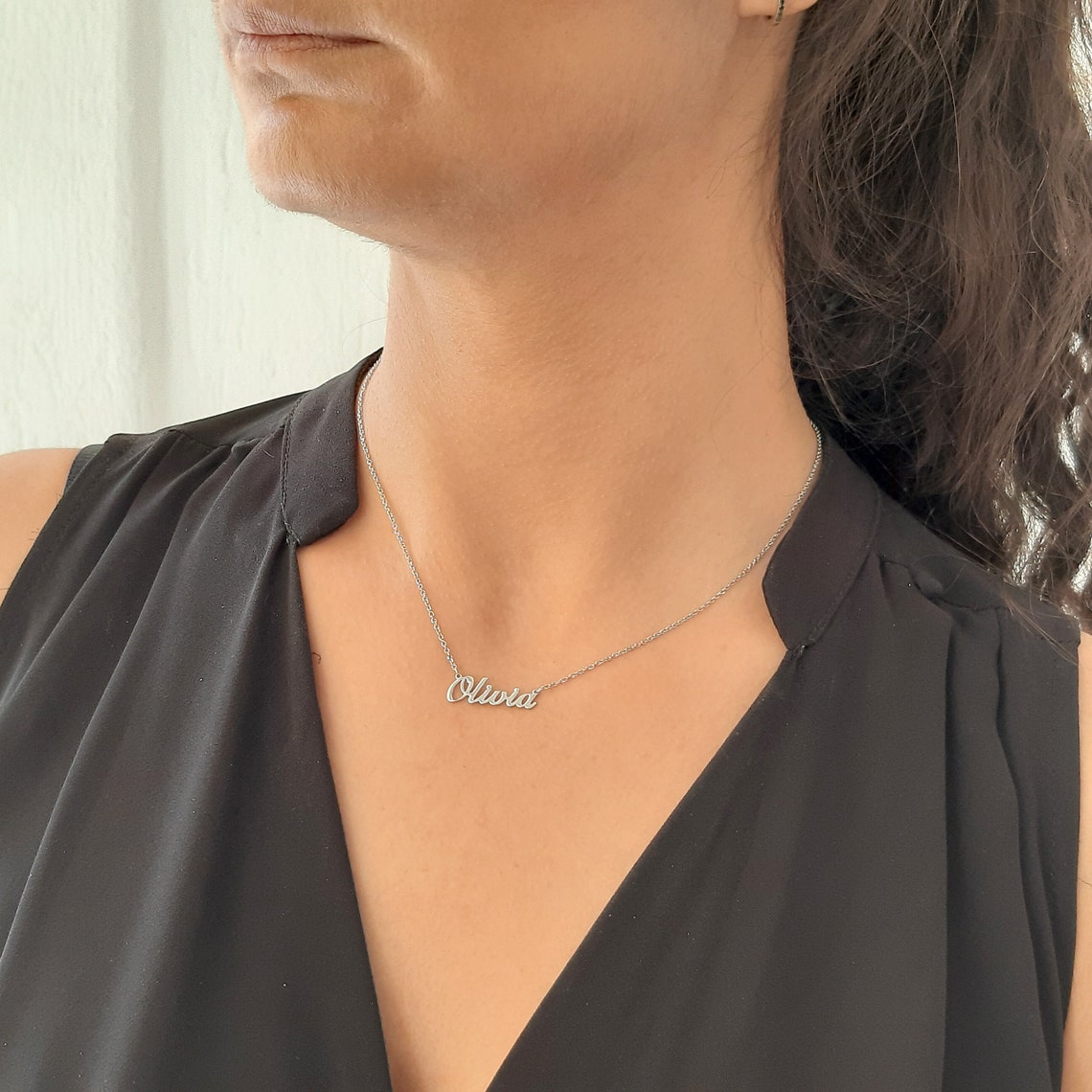 14k Solid Gold Name Necklace Yellow Gold Name Necklace Gold - Etsy