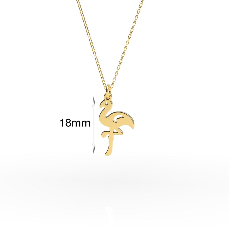 14k Solid Gold Flamingo Necklace 14k Gold Chain Minimal - Etsy