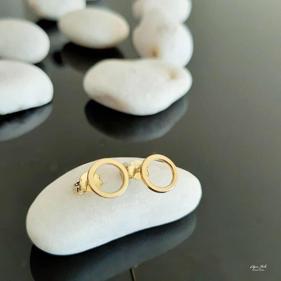 14k Solid Gold Karma Gold Earrings Gold Circle 14K Gold - Etsy