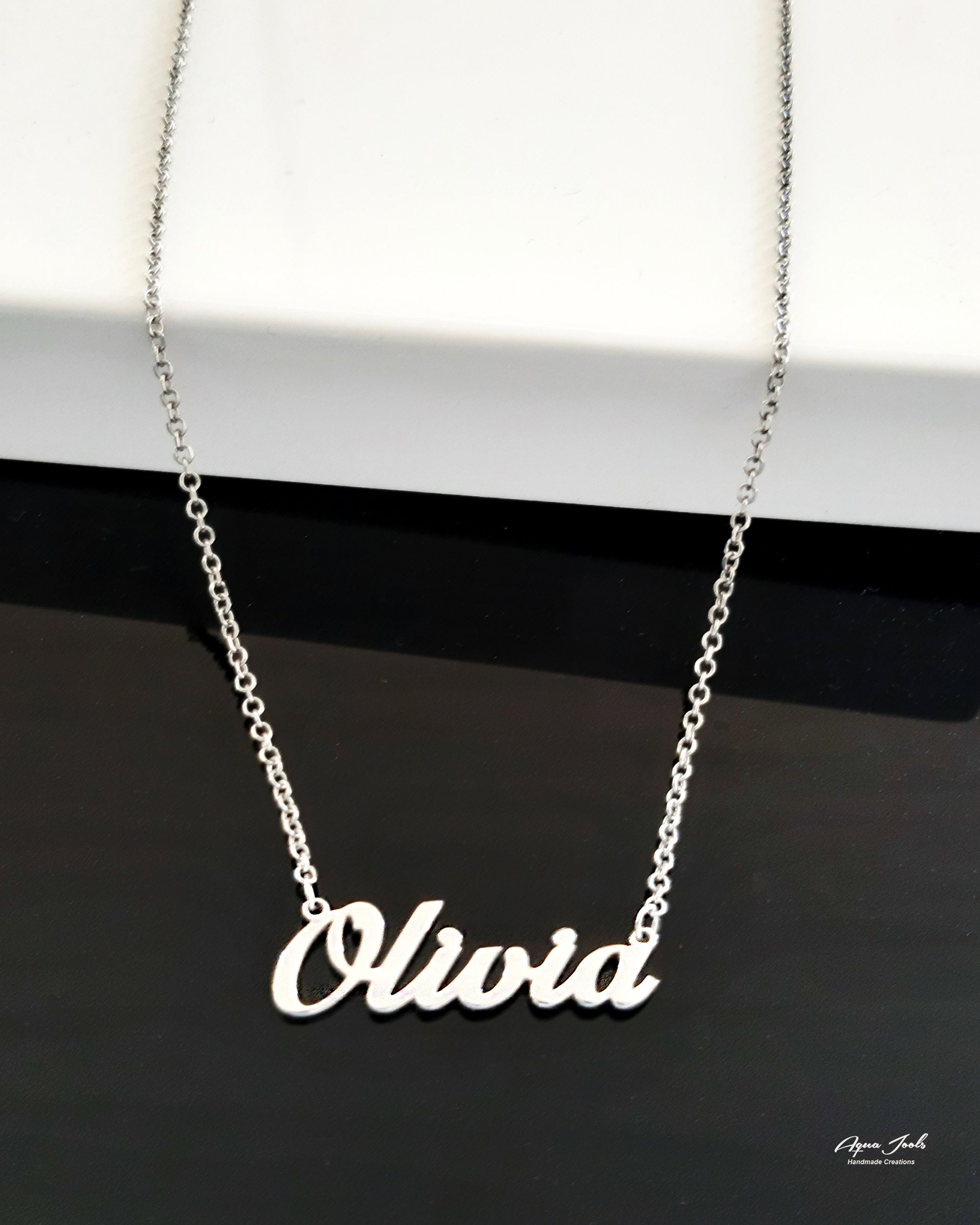 14k Solid Gold Name Necklace White Gold Name Necklace - Etsy