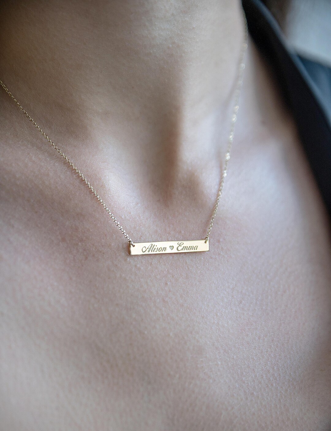 14k Gold Bar Necklace / Custom Gold Bar Necklace / Bar Necklace ...