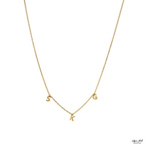 14k Yellow Gold Letter Necklace , Solid Gold Initial Necklace, 3 ...