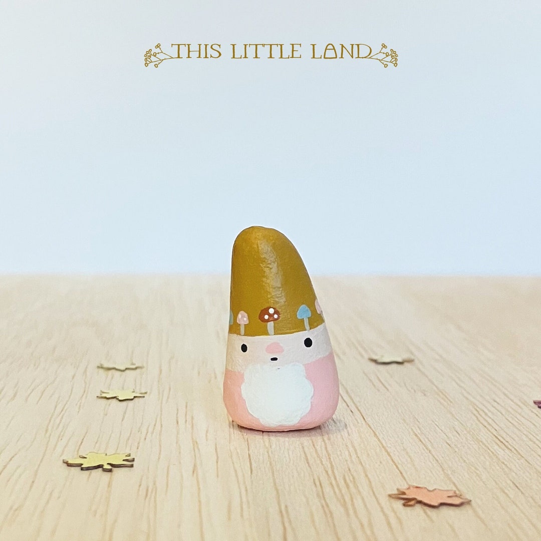 Little Gnome Desk Buddy | Small Mushroom | Gnome Figurine | Clay Gnome ...