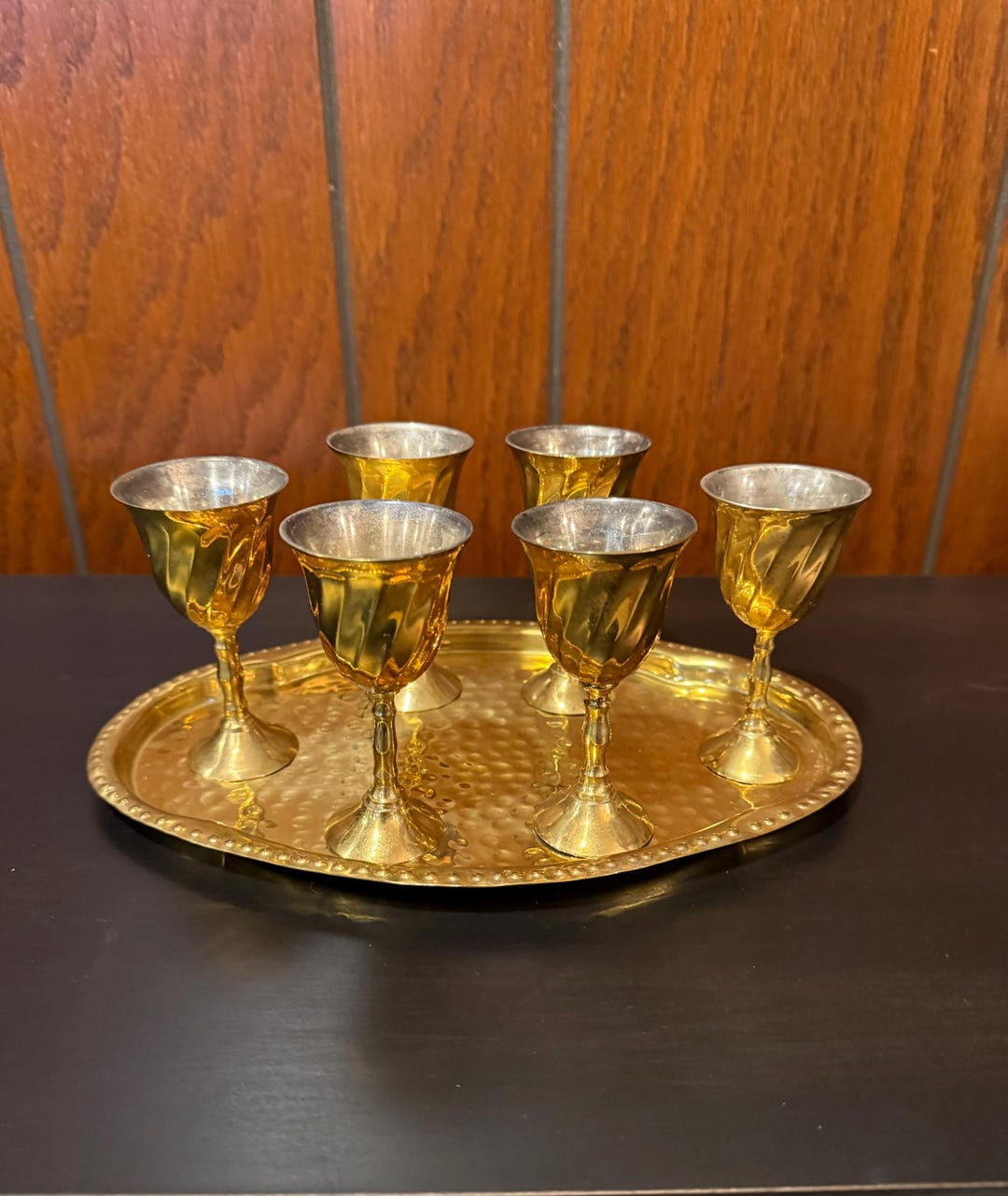 Mini Brass Tray and Goblet Aperitif Set - Etsy